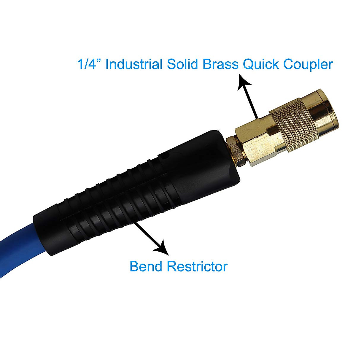 YOTOO Hybrid Air Hose 3/8-Inch by 100-Feet 300 PSI Heavy Duty, Lightweight, Kink Resistant, All-Weather Flexibility with 1/4-Inch Industrial Quick Coupler Fittings, Bend Restrictors, Blue