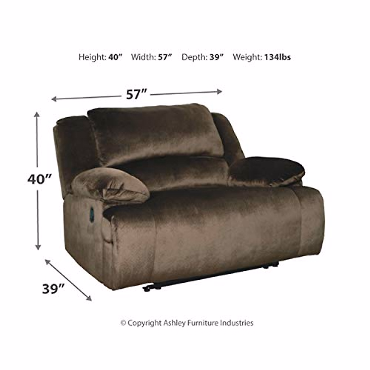 Signature Design by Ashley Clonmel Microfiber Power Zero Wall Wide Seat Adjustable Recliner, Brown