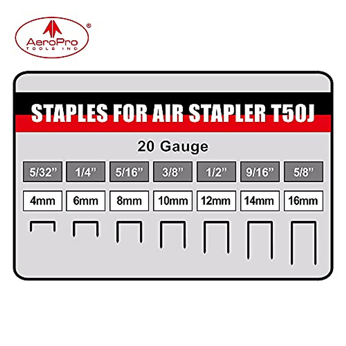AEROPRO Tools T50J 20 Gauge Wide Crown Air Stapler, 1/4-Inch to 9/16-Inch for Furniture Cabinet and Upholstery