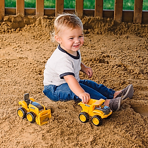 John Deere Vehicle Set - Includes Dump Truck Toy and Tractor Toy with Loader - Kids Outdoor Toys - Kids Construction Toys and Sandbox Toys - Yellow - 6 Inches - 2 Count - Ages 18 Months and Up