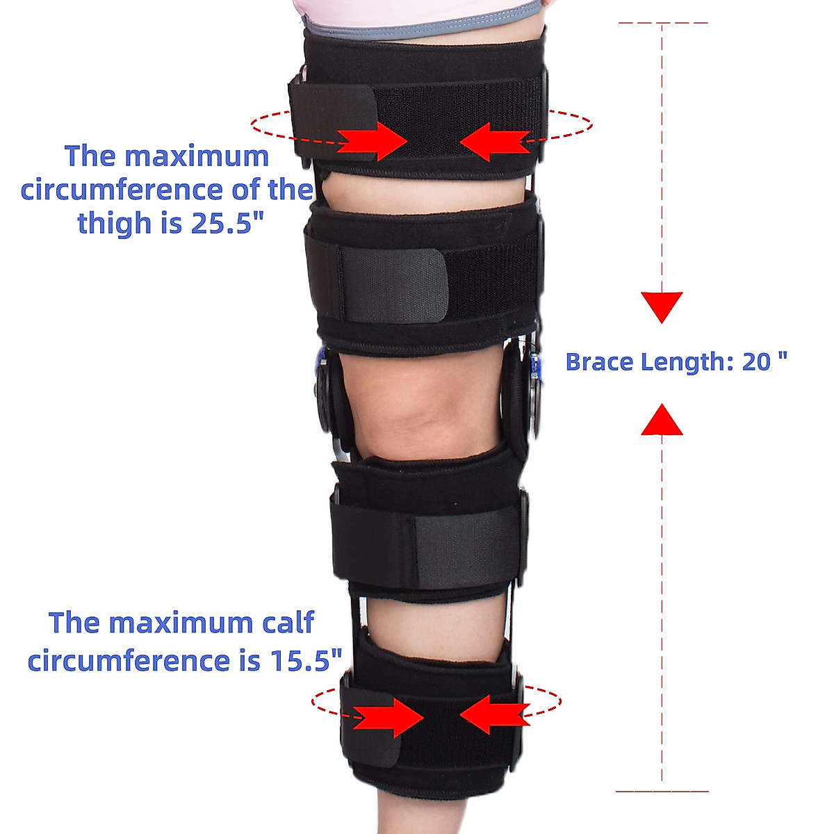 Hinged ROM Knee Brace Post Op Knee Support Adjustable Knee Immobilizer with Side Leg Stabilizers for Men and Women for Meniscus Tear, Arthritis, ACL, PCL, Osteoarthritis, Orthopedic Rehab (Black)