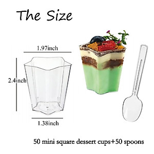 L7HWDP Dessert Cups 50 Count 2.3oz Parfait Appetizer Cups with Spoons Mini Pentagram Mini Dessert Bowls for Parties, Events, Catering