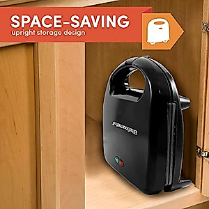 Elite Gourmet ESM2207# Sandwich Panini Maker Grilled Cheese Machine Tuna Melt Omelets, Non-stick Surface, 2 Slice, Black