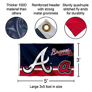 WinCraft Atlanta Braves Logo Insignia 3x5 Foot Grommet Banner Flag
