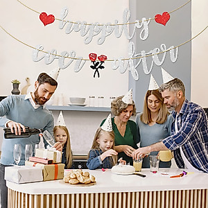 Happily Ever After Banner Silver Glitter, Bridal Shower Banner, Wedding Engagement Decorations, Bachelorette Party Decoration