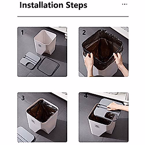 Kitchen Trash Can Stacked Sorting Trash Bin Recycling Bin Household Dry and Wet Separation Waste Bin Rubbish Bin for Living Room, Office, Bedroom, Bathroom, Kitchen (Grey, Large)