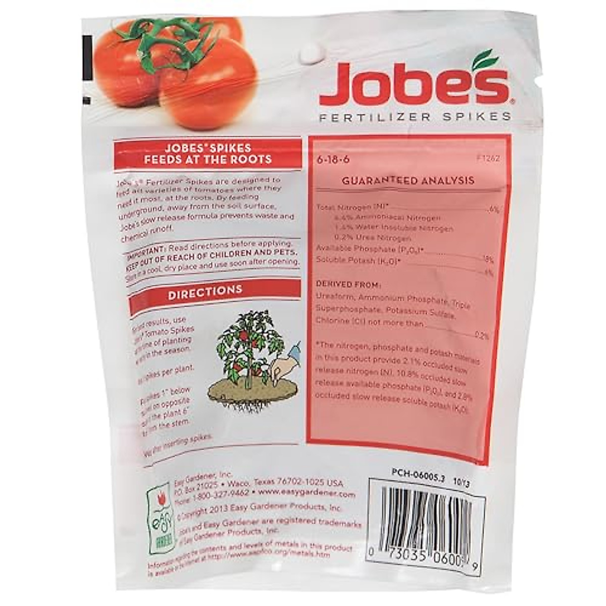 Jobe’s Garden Fertilizer Spikes, Easy Plant Care Fertilizer for Tomato Plants, 18 Count
