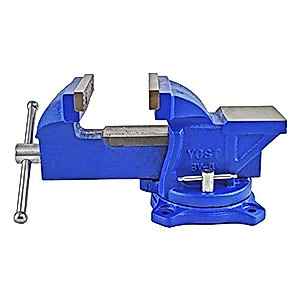 Yost Vises Tool 4-Inch Workshop Duty Bench Vise, Model BV-4, with 120-Degree Swivel Base, Blue