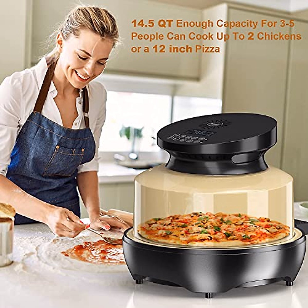 NUWAVE PRIMO Air Fryer Toaster Oven with 100 One-Touch Preprogrammed Recipes, Countertop Toaster Oven Convection Top and Grill Bottom for Surround Cooking; Cook Frozen or Fresh; Broil, Bake