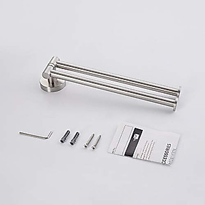 KES Kitchen Swivel Towel Bar 9-Inch Swing Out Towel Rack Double Towel Bar 2-Arm Wall Mounted SUS 304 Stainless Steel Brushed Finish, A2106S23-2