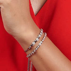 Jewelili Sterling Silver 1/2 Cttw Natural White Round Diamond Bolo Bracelet, 9.5"