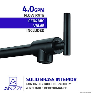 Braccia Series 24" Wall Mounted Pot Filler in Gunmetal Black | 24” Reach Spout Solid Brass Two Handle Dual Shut-Off Valve Double Joint Swing Arm Wall Mount Kitchen Folding Faucet | KF-AZ258GM