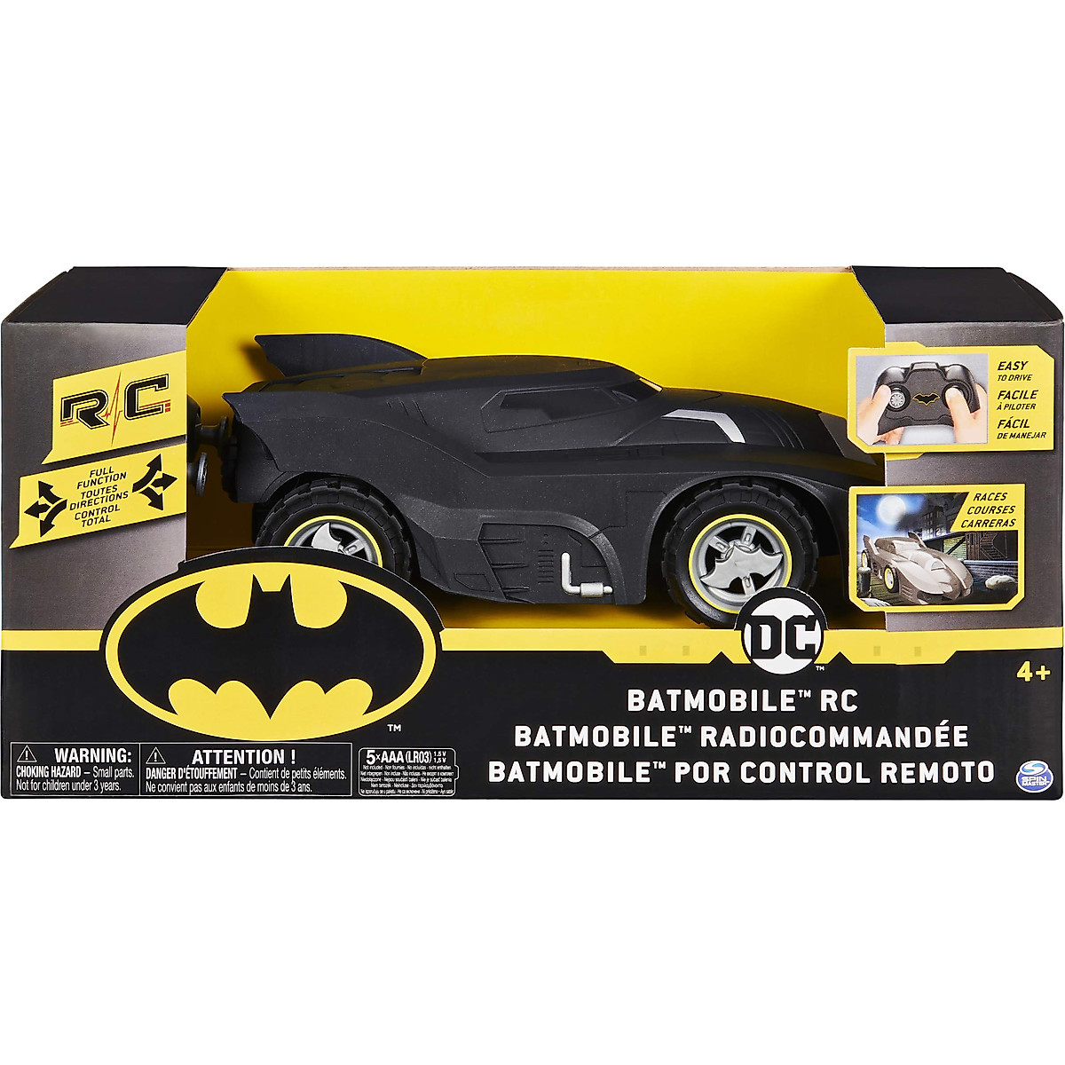 DC Comics Batman Batmobile Remote Control Vehicle 1:20 Scale, for Kids Aged 4 and up