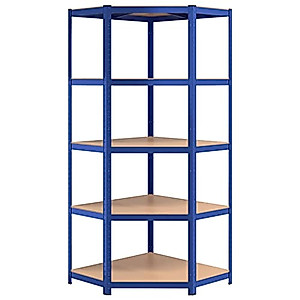 vidaXL 5-Layer Corner Shelf in Blue - Steel & Engineered Wood Material - Ideal for Residential and Commercial Storage - Meets California Proposition 65 Standards