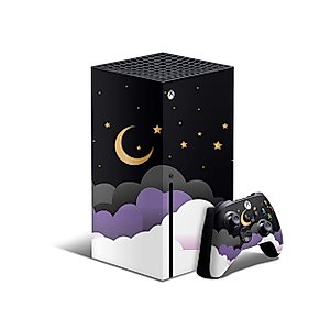 ZOOMHITSKINS Compatible with X1 Series X, Black Purple Night Star Sky Golden Cloud Kawaii Anime, Durable, Bubble-free, Made in USA