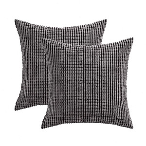NAVIBULE Corduroy Throw Pillow Covers 18x18 Soft Decorative Pillow Covers Plain Dark Gray Throw Pillows for Couch Bed Sofa Pack of 2(18 x 18IN, Dark Gray)