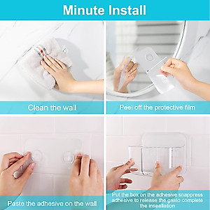 CGBE Plastic Wall Mount Organizer 2-Pack, Clear Cabinet Door Organizer with 2 Compartments, No Drilling Adhesive Acrylic Bathroom Shower Shelf Automatic Draining Transparent Wall Mount Shower