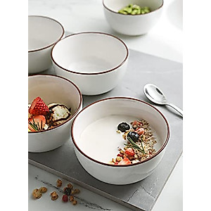 Sweese 144.001 Porcelain Bowls - 10 Ounce for Ice Cream Dessert, Small Side Dishes - Set of 6, White