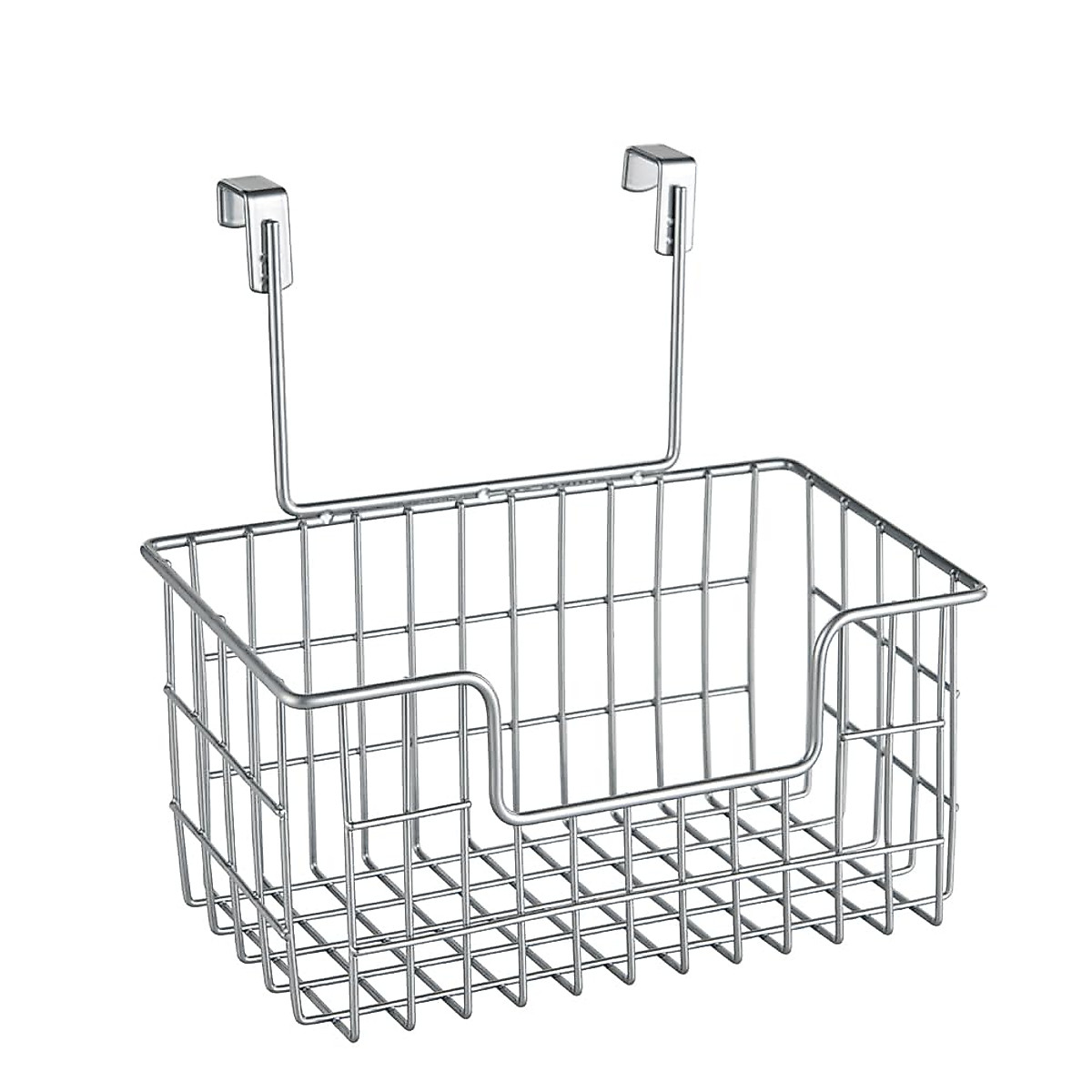 JUNCHU CHERRY 2 Pack The Cabinet Door Organizer, Hanging Wall Mount Storage Wire Basket,Grid Storage Basket for Kitchen,Pantry Bathroom,Cabinet,Chrome