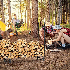 Firewood Rack Stand 12ft Steel Firewood Log Holder for Fireplace, Indoor Outdoor Metal Log Holder Stand, Black