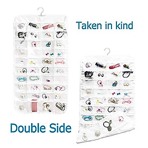 DonYeco 1 Pack Hanging Jewelry Organizer, 80-Pocket Jewelry Organizer Hanging, for Jewelry Earring Necklace Bracelet Ring Storage Travel Holder