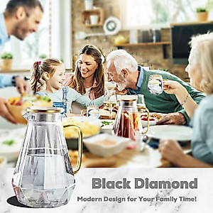 DUJUST Black Diamond Glass Pitcher with Lid & Spout (68 oz), Modern Design Water Pitcher with Handle, High Durability Glass Jug for Fridge, Glass Carafe for Iced Tea/Juice/Beverage/Coffee/Drinks