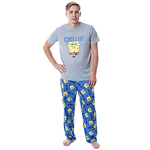 Nickelodeon SpongeBob SquarePants Mens' Chillin' Sleep Pajama Set (Large) Multicolored
