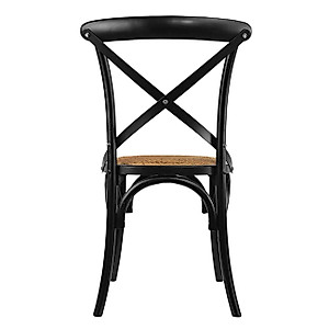 2xhome Set of 2 Black Mid Century Modern Farmhouse Antique Cross Back Chair With X Back Assembled Solid Real Wooden Frame Antique Style Dining Chair Side For Accennt Chair Woven Kitchen Task Work Desk