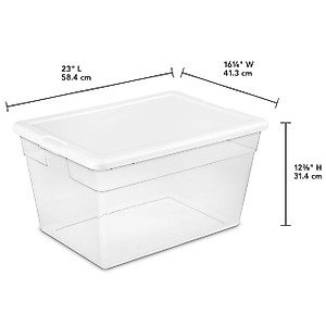 Sterilite 16598008 56 Quart/53 Liter Storage Box, White Lid w/ Clear Base, 8-Pack