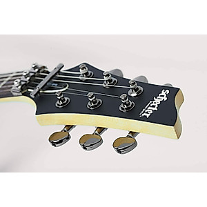 Schecter Demon-6 FR Electric Guitar in Aged Black Satin Bundle with Electric Guitar Hard Shell Carrying Case (2 Items)