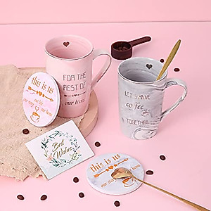 JOYOFUN Couple Coffee Mugs,Wedding Gifts Engagement Gifts for Newlyweds Couple Ceramic Marble Mugs Set Bridal Shower Gifts Marriage Gifts Valentine's Day Anniversary Ideal Cups Gift(14 oz)