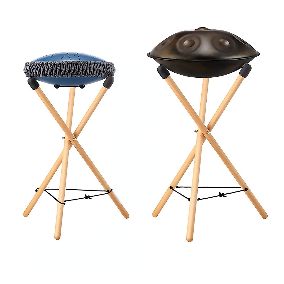 QiaoDongDian Wooden Steel Tongue Drum Stand Foldable,Handpan Drum Stand, Tripod Base,for 10 to 22 Inch Drum Percussion Instrument,Securely Holds Your Instrument. (Color : Dual-use)