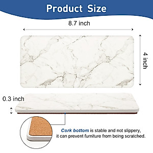 2 Pcs Water Absorbing Stone Trays for Bathroom Counter Kitchen Sink Tray Dish Soap Dispenser Mat Drying Vanity Trays Ceramic Coasters Sink Stand Caddy Sponge Holder Marble Bathroom Accessories Trays