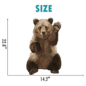 ROFARSO Lifelike Cute Lovely Hello Bear Animal Wall Stickers Removable Wall Decals Peel and Stick Wall Art Decorations Home Decor for Nursery Kid Baby Bedroom Living Room Playing Room Murals