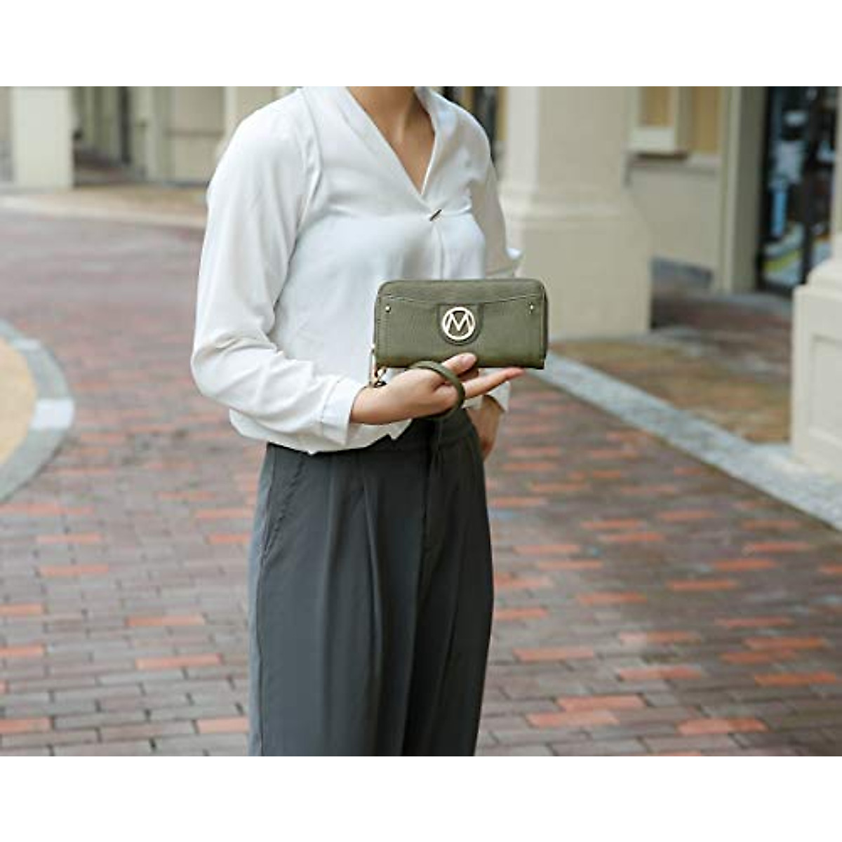 MKF Set Crossbody Satchel Bag for Women & Wristlet Wallet Purse – PU Leather Top Handle Tote – Shoulder Handbag Mustard