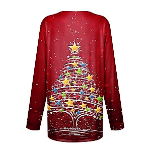 70S Tops for Women Plus Size with Pockets Merry Christmas Tunic Long Shirts to Wear with Leggings to Wear with Leggings Long Sleeve Sweatshirt Graphic Fall Fashion 2023 Trends Outfits Yellow L
