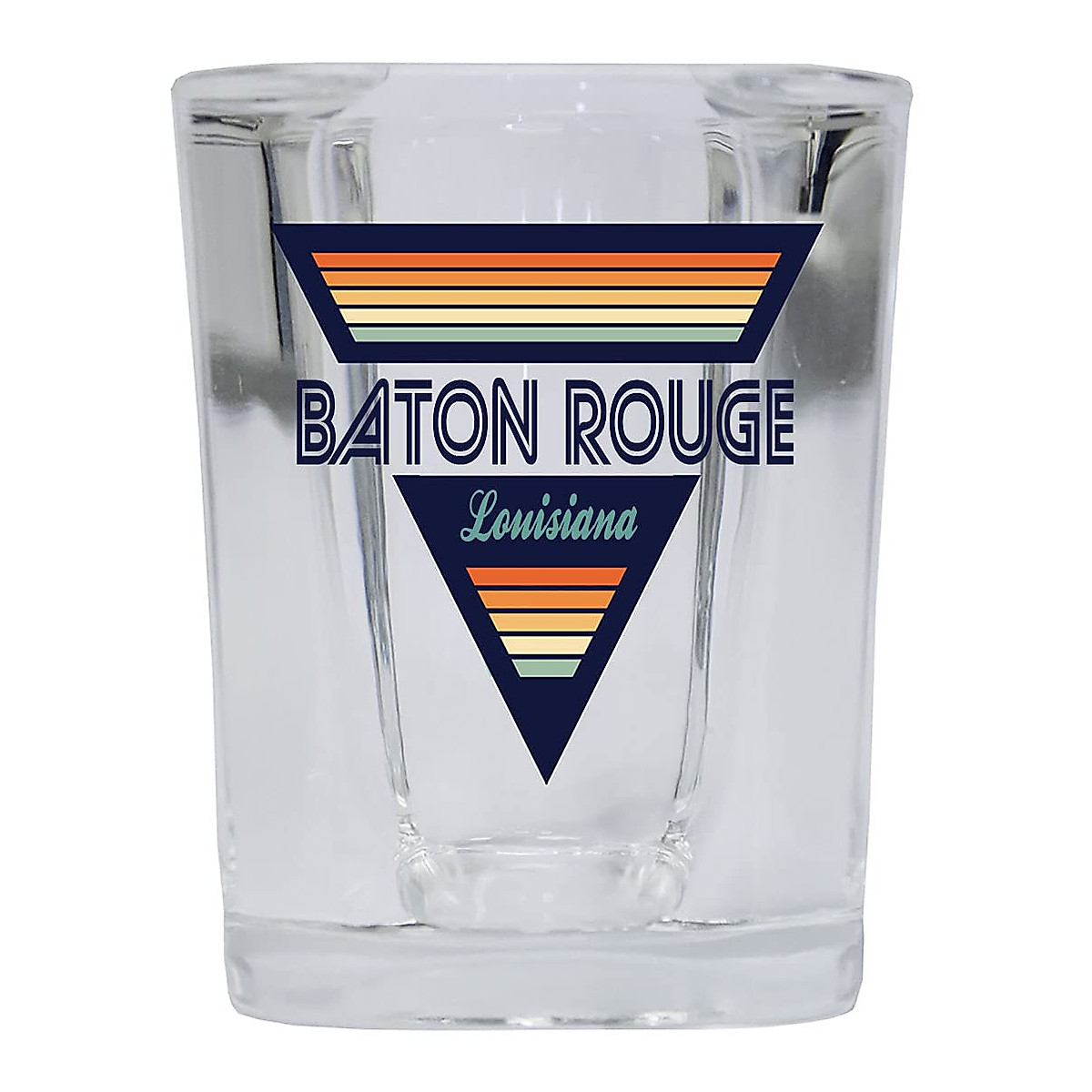 R and R Imports Baton Rouge Louisiana 2 Ounce Square Base Liquor Shot Glass Retro Design