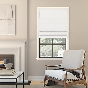 Sun Zero Seraphina Textured Total Blackout Cordless Roman Shade, 33" x 64", White