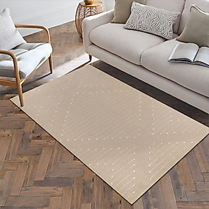 LIVEBOX Boho Rug for Bedroom, 3' x 5' Khaki Farmhouse Washable Area Rug for Kitchen,Moroccan Cotton Carpet Indoor Throw Rug Doormat for Laundry Room Hallway Entryway