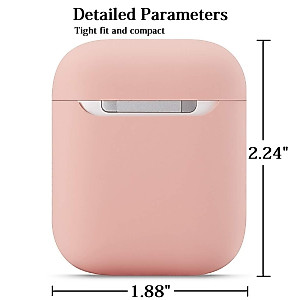 Airpods Case No Keychain,AirPods Case Cover,Full Protective Silicone AirPods Accessories Skin Cover,Compatible with Airpods 1 & 2 Case,Front LED Visible,Supports Wireless Charging(Pink)