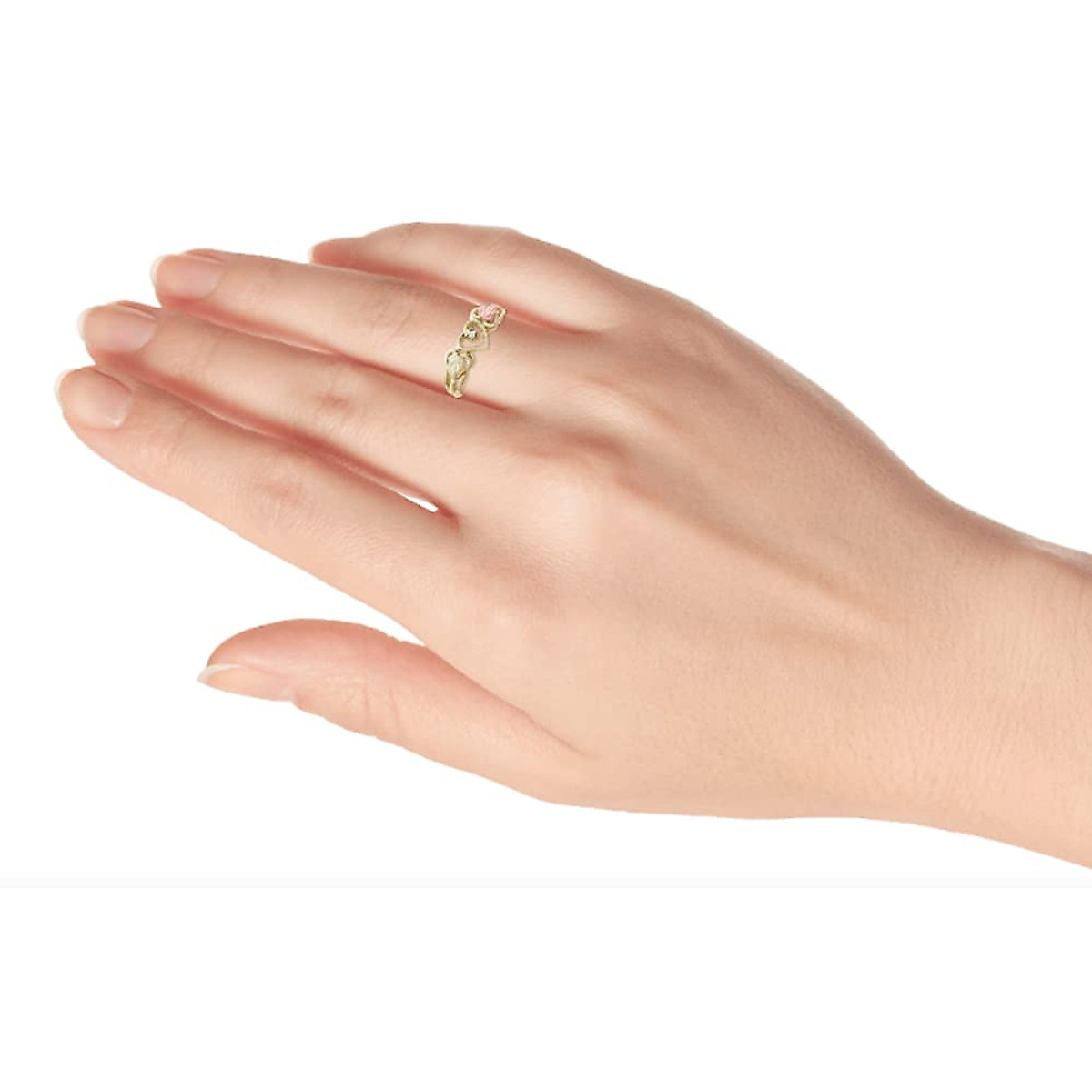 Diamond Heart Ring, 10k Yellow Gold, 12k Green and Rose Black Hills Gold Size 8.25