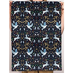CENTRAL 23 Christmas Wrapping Paper - Eco-friendly - 6 Sheets Blue Gift Wrap - Deer Doves - Christmas Elements - Comes With Stickers - Made In UK