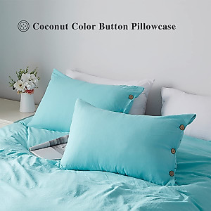 SunStyle Home Twin Size Duvet Cover Set with Buttons Closure Navy Blue, 2 Pieces Solid Color Ultra Soft Skin-Friendly Comforter Cover Set (1 Duvet Cover +1 Pillowcase)