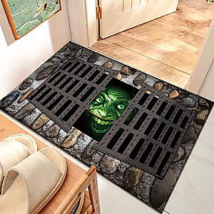 bobosufit Halloween Mat Clown Sewer 3D Illusion Outdoor Rug, Halloween Kitchen&Bathroom Mat Welcome Doormat Indoor Rugs, Scary Halloween Floor Front Door Mats Decorations 19 X 31 Inch