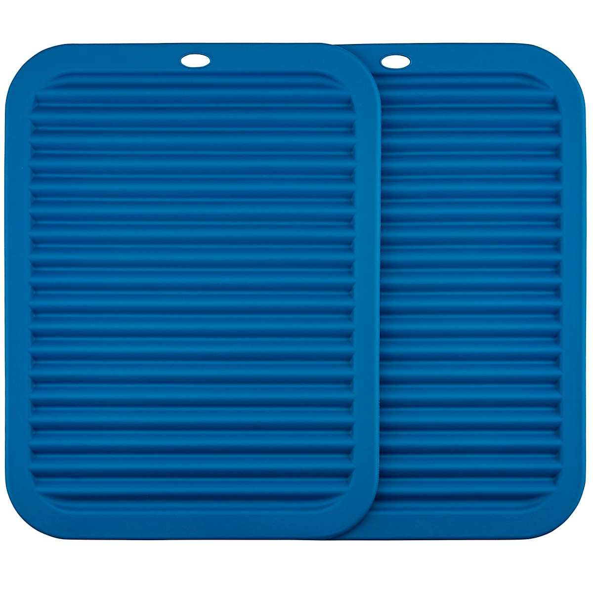 Smithcraft Trivets for Hot Dishes Pots & Pans, Silicone Hot Pads for Kitchen, 12x9 Silicone Mats for Counter, Waterproof Trivet Mat, Counter Top Pot Holders, Table Heat Resistant Mat Set 2 Blue
