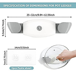 DOERDO 2Pcs Wall Mount Pot Lid Organizer, Cabinet Door Organizer, Adjustable Wall Mount Pot Lid Rack and Pan Organizer for Kitchen, Grey,Blue