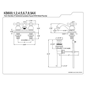Kingston Brass KB606AX Restoration 4 in. Centerset Bathroom Faucet, Antique Copper