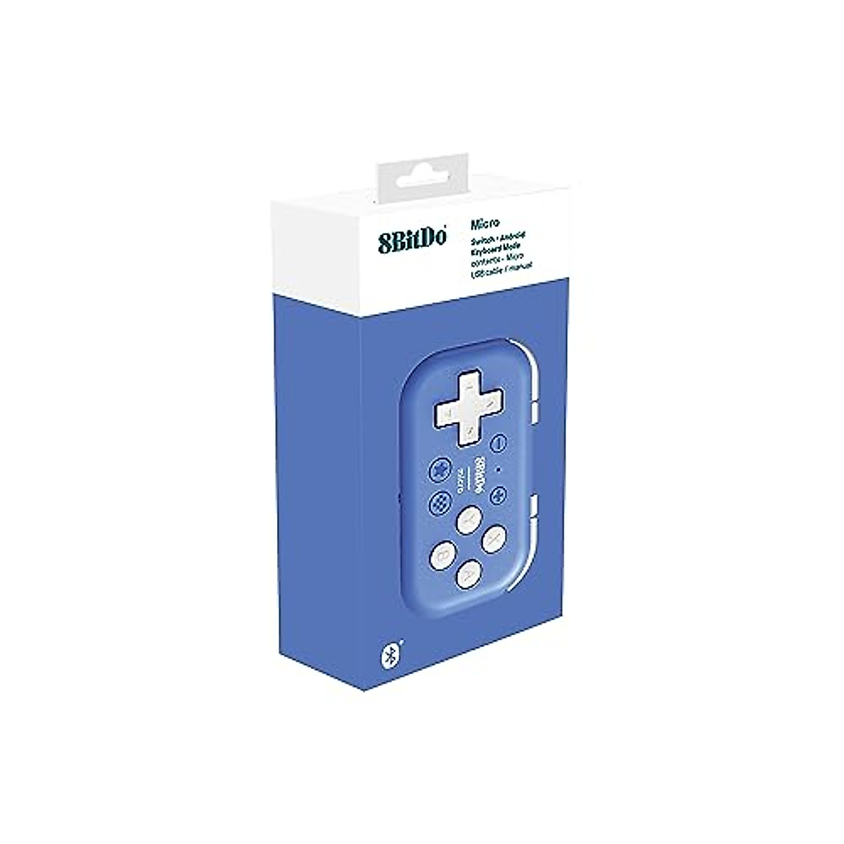 8Bitdo Micro Bluetooth Gamepad Pocket-sized Mini Controller for Switch, Android, and Raspberry Pi, Supports Keyboard Mode (Blue)
