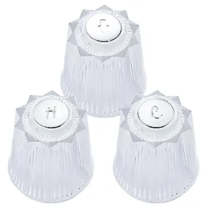 ZephyrJazz Bathtub and Shower 3 Piece Windsor Replacement Handles for Price Pfister Systems, 12 Point Broach,3 Piece Set of Hot, Cold, Diverter, Clear Acrylic