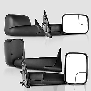 INEEDUP Towing Mirror Fits for 2003-2009 for Dodge for Ram 1500/2500/3500 Tow Mirror with Passenger Right Side 1PC Power Adjusted Heated No Turn Signal Light Manual Flip Up Function